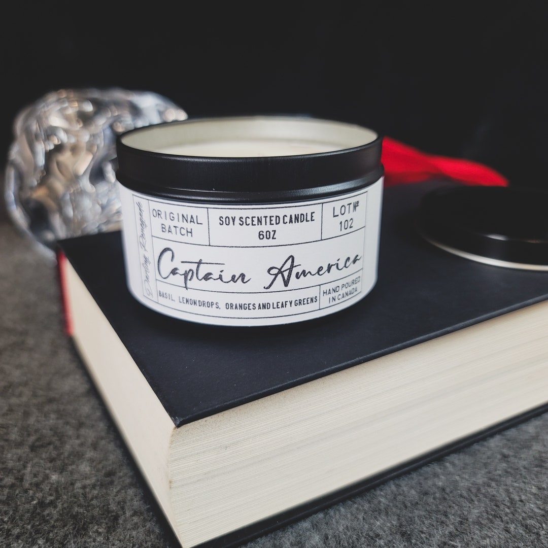 Captain America Soy Candles 6oz Candle Tin Candle - Etsy