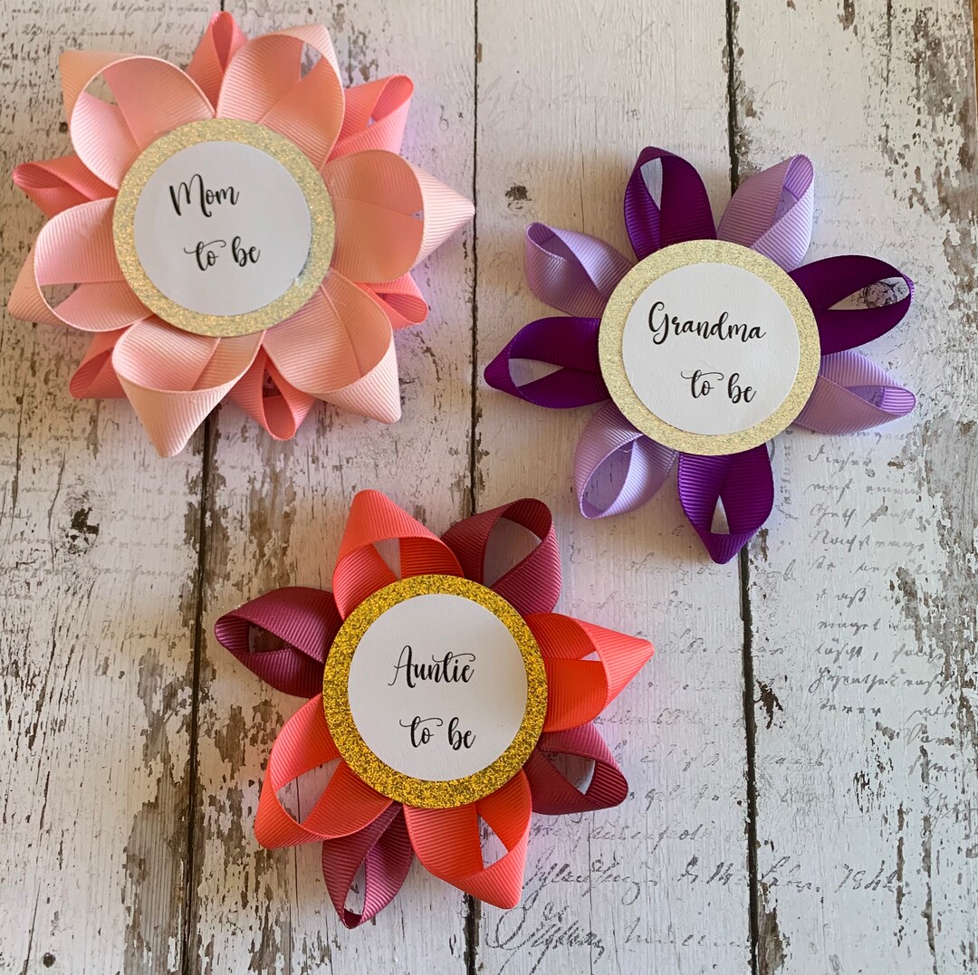 Customized Ribbon Baby Shower Pins/mom to Be/grandma to Be/auntie to Be ...