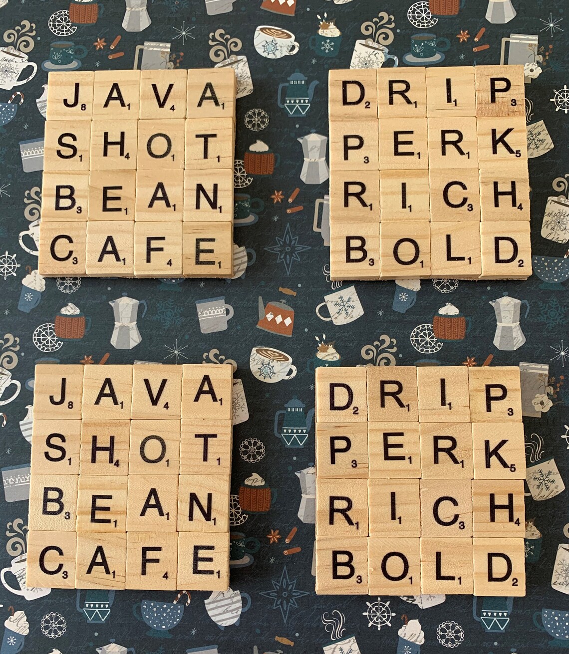 Coffee Scrabble Coasters - Etsy