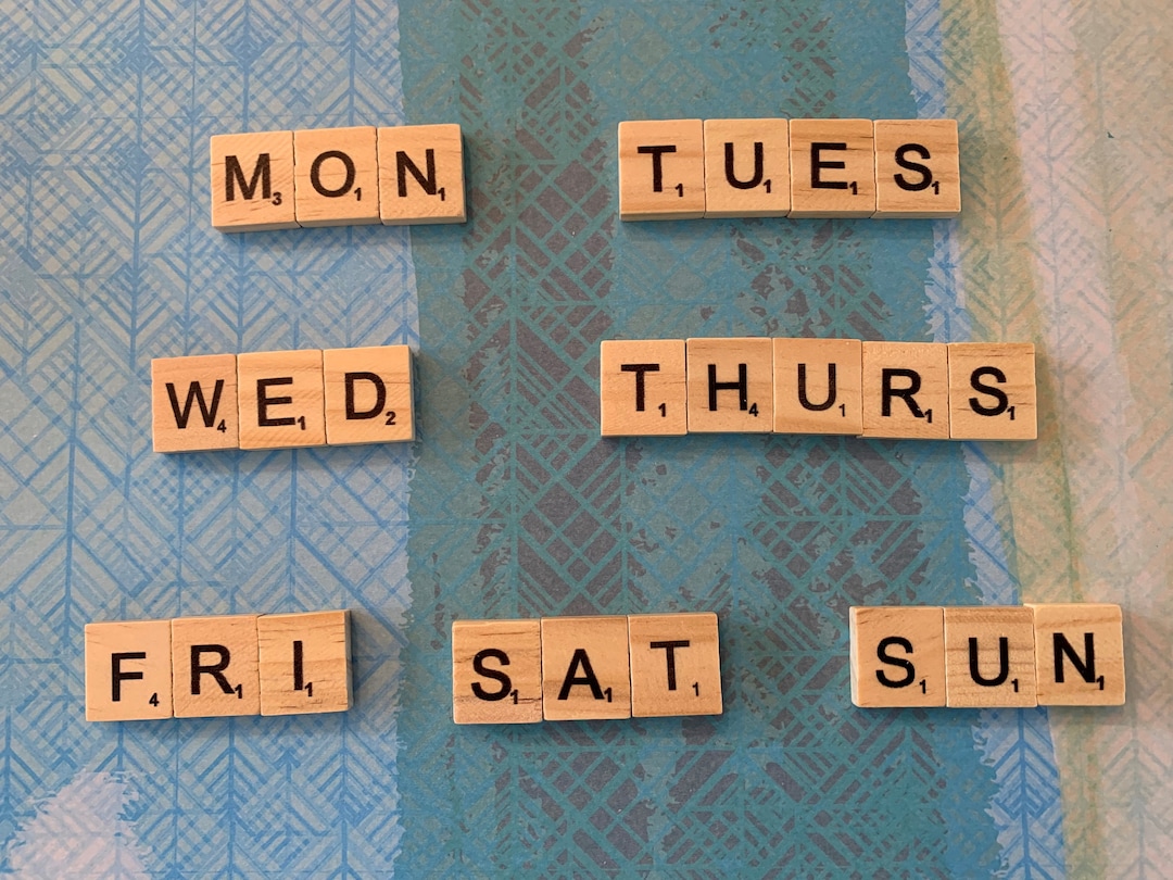 Days of the Week Scrabble Magnets/monday Tuesday Wednesday Thursday ...