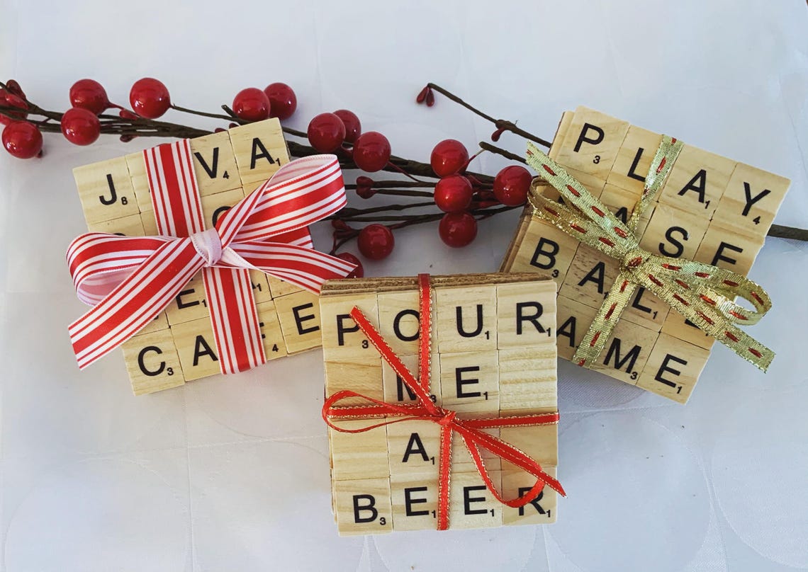 Snack Theme Scrabble Coasters/guac Chip and Dip /time for Hot Dogs/pass ...