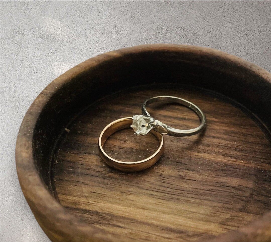 Custom Round Wood Ring Dish, Engagement Ring Holder, Personalized ...