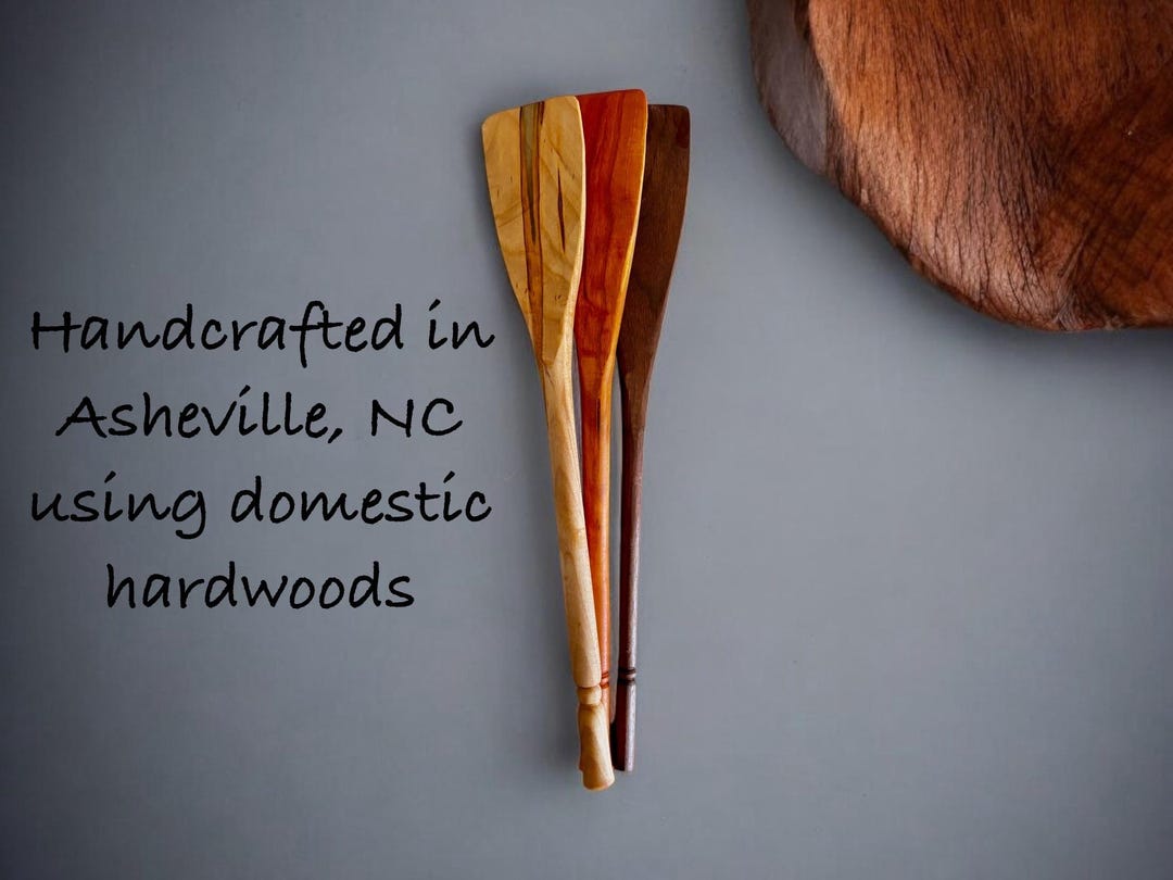 Woodturned Wood Spatula 14" - Walnut, Maple & Cherry- Food Safe Finish ...