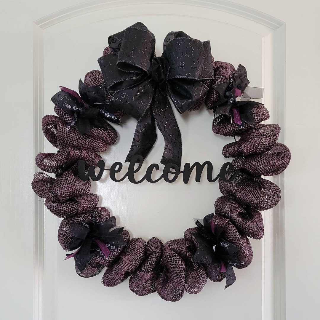 Halloween Welcome Wreath Goth Welcome Wreath Witchy Wreath - Etsy