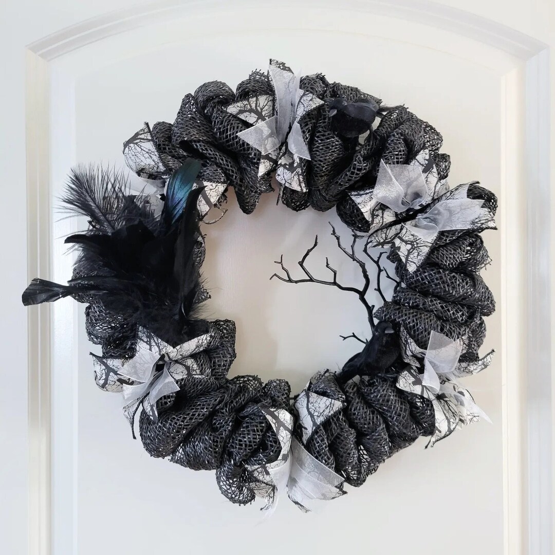 Halloween Wreath Raven Wreath Crow Wreath Black Bird - Etsy