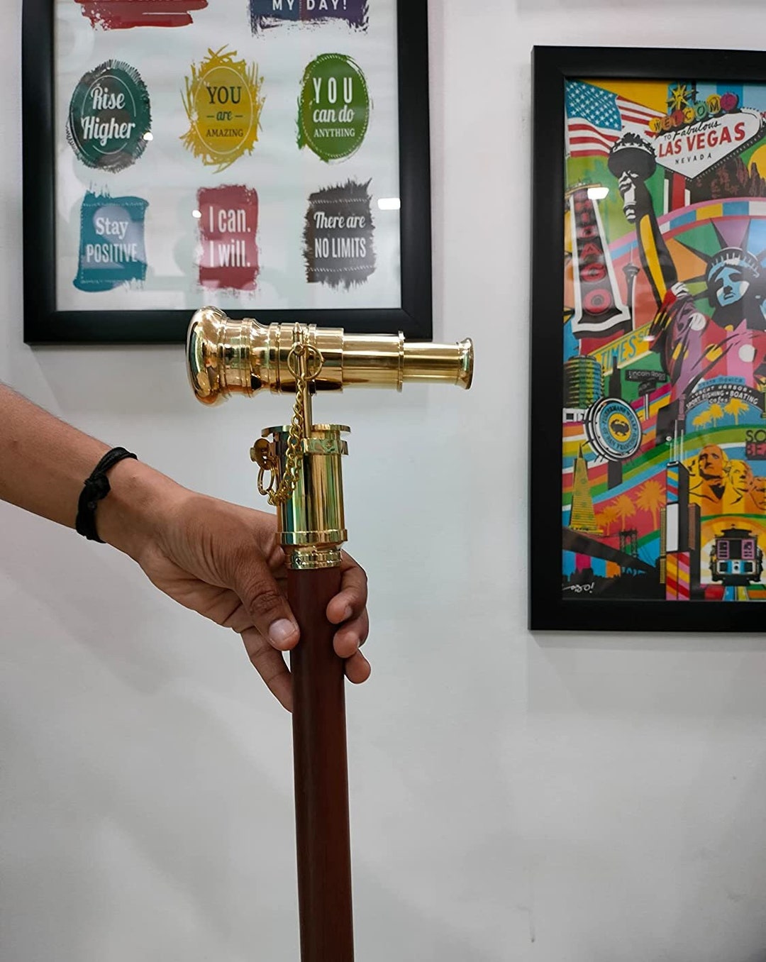 Beautiful Nautical Gold Finish Walking Stick Telescope Collectible ...