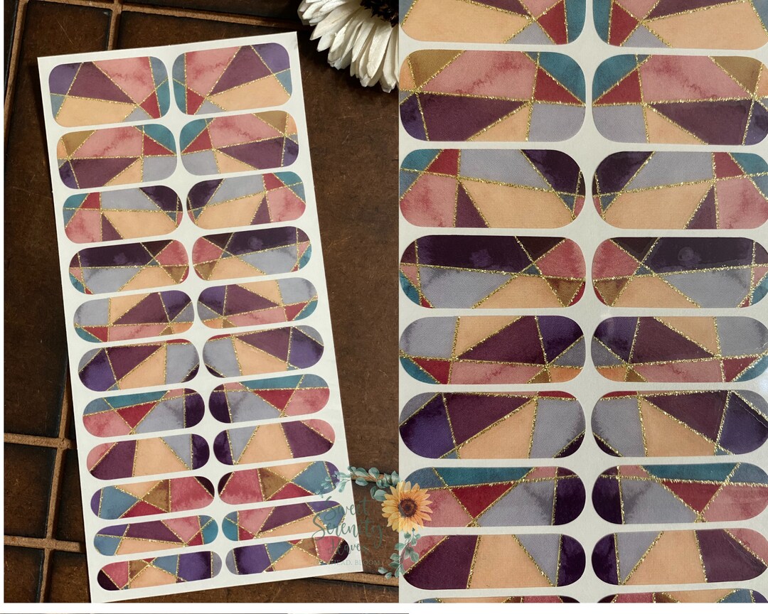 Geometric Fun Nail Polish Wraps; Abstract Nail Strips - Etsy
