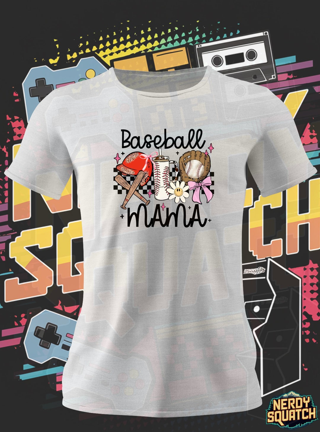 Baseball Mama T-shirt, Cute Sports Mom Graphic Tee, Sparkly Baseball ...