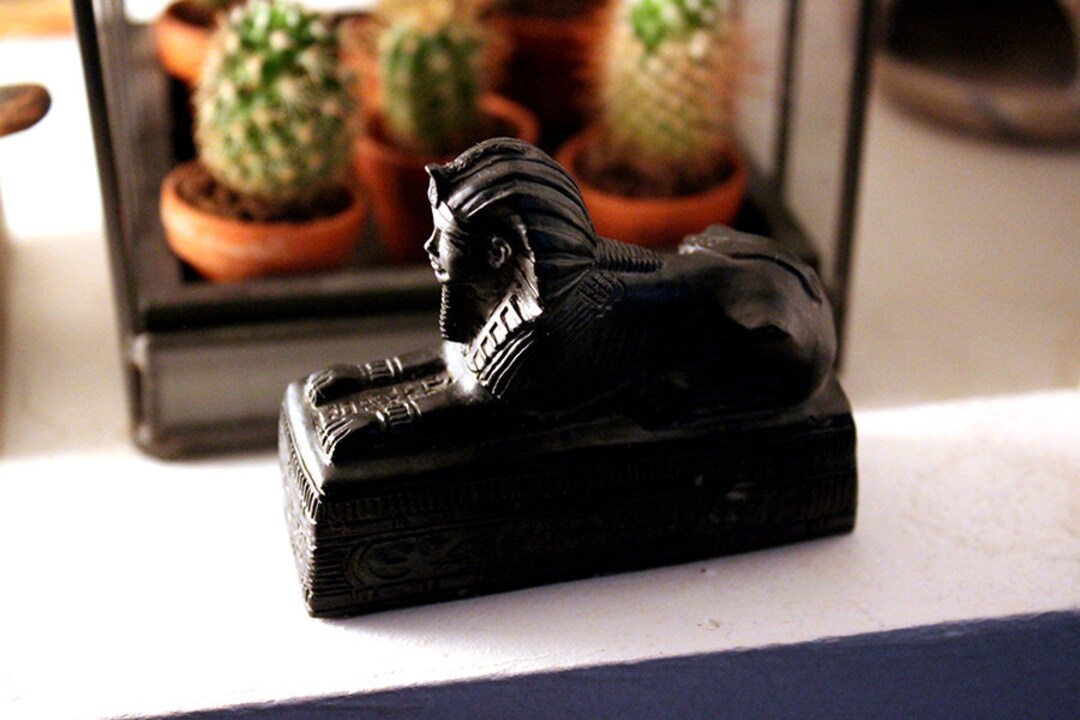 Sphinx Statuette - Black Resin - Vintage 2000s - Egyptian God - Witch ...