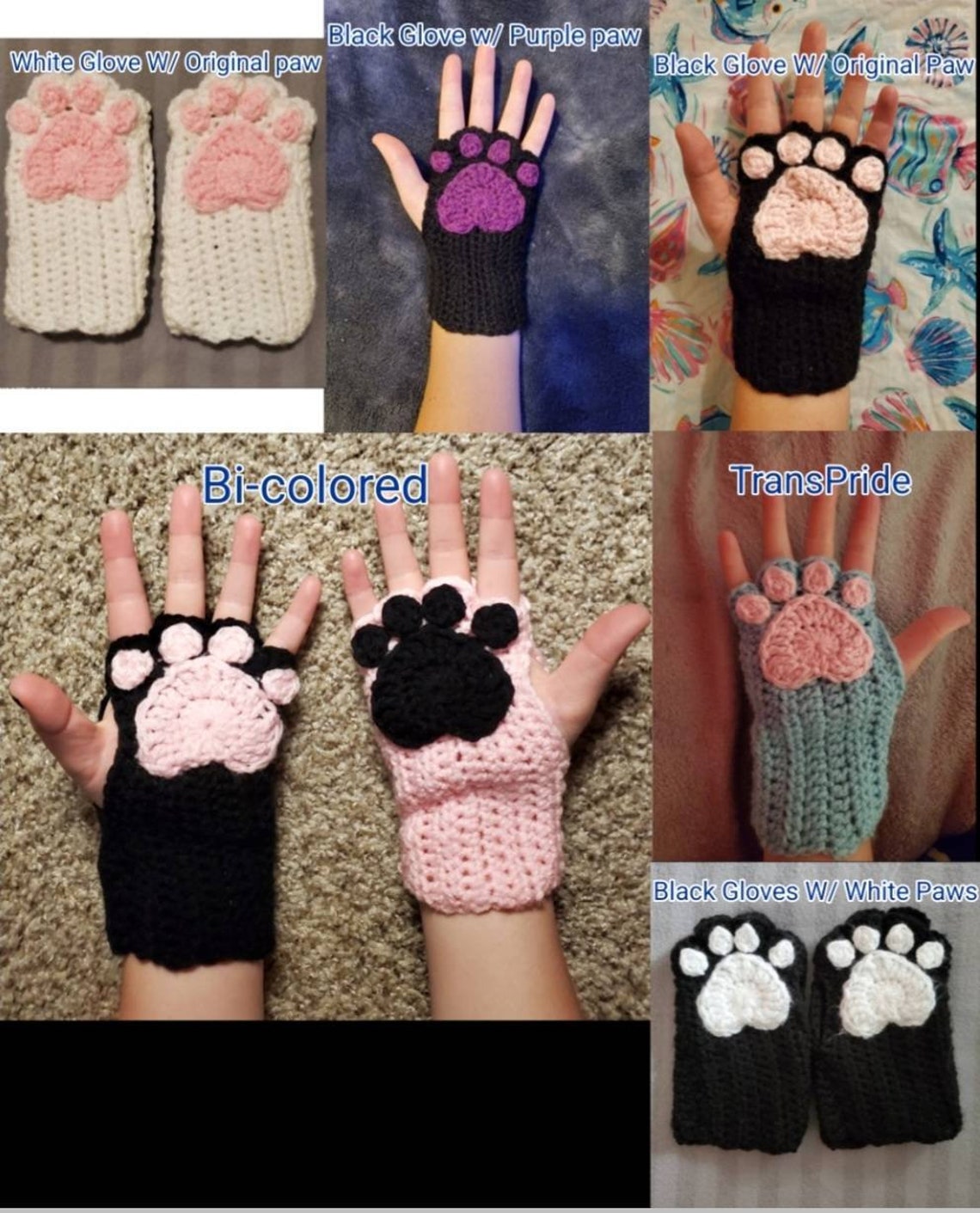 Crocheted Cat Paw Fingerless Gloves - Etsy