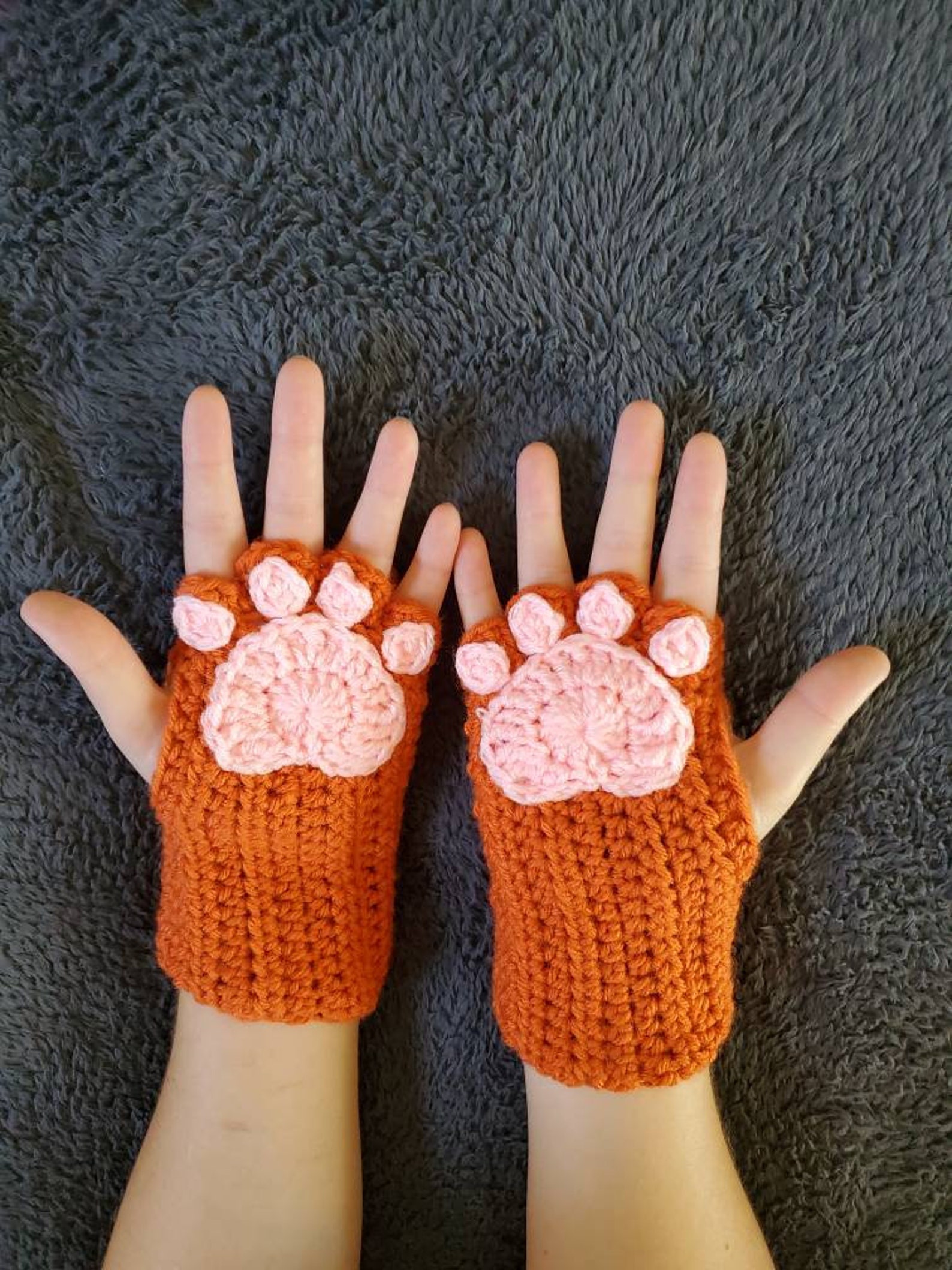 Crocheted Cat Paw Fingerless Gloves - Etsy