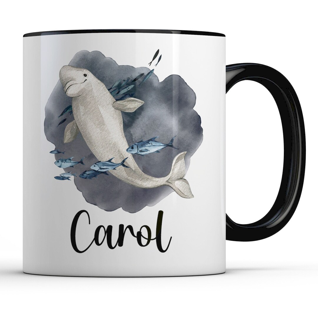 Personalized Beluga Whale Mug, Custom Name Coffee Mug Gift for Animal ...