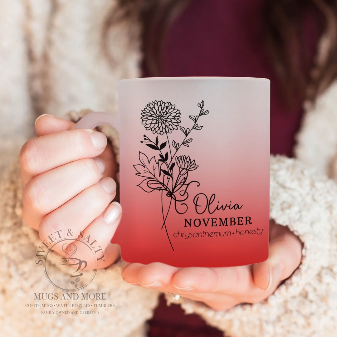 November Birth Month Flower Mug Minimalist Birthday Gift for - Etsy
