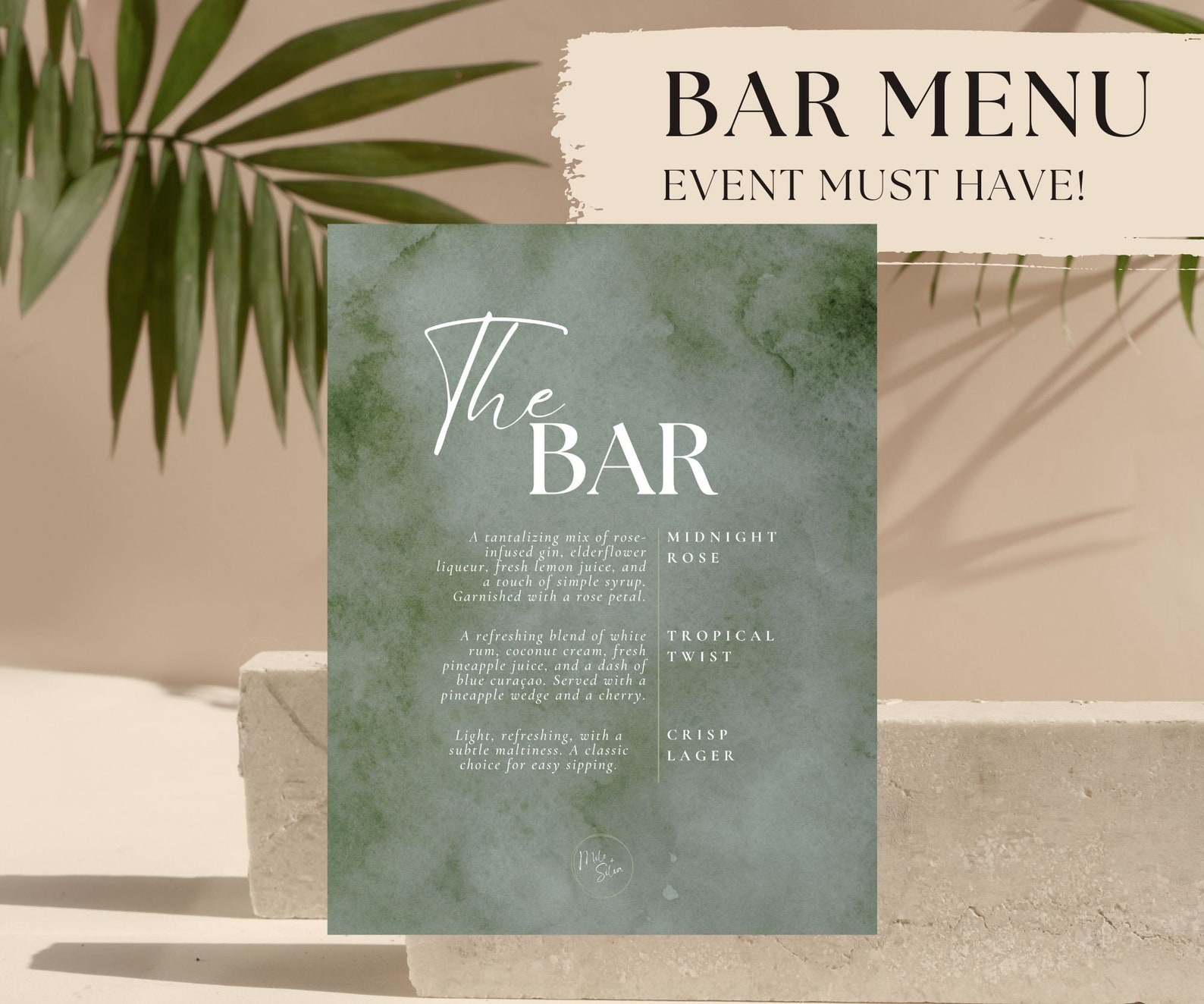 Elegant Drink Menu Template Modern & Minimalist Bar Sign - Etsy