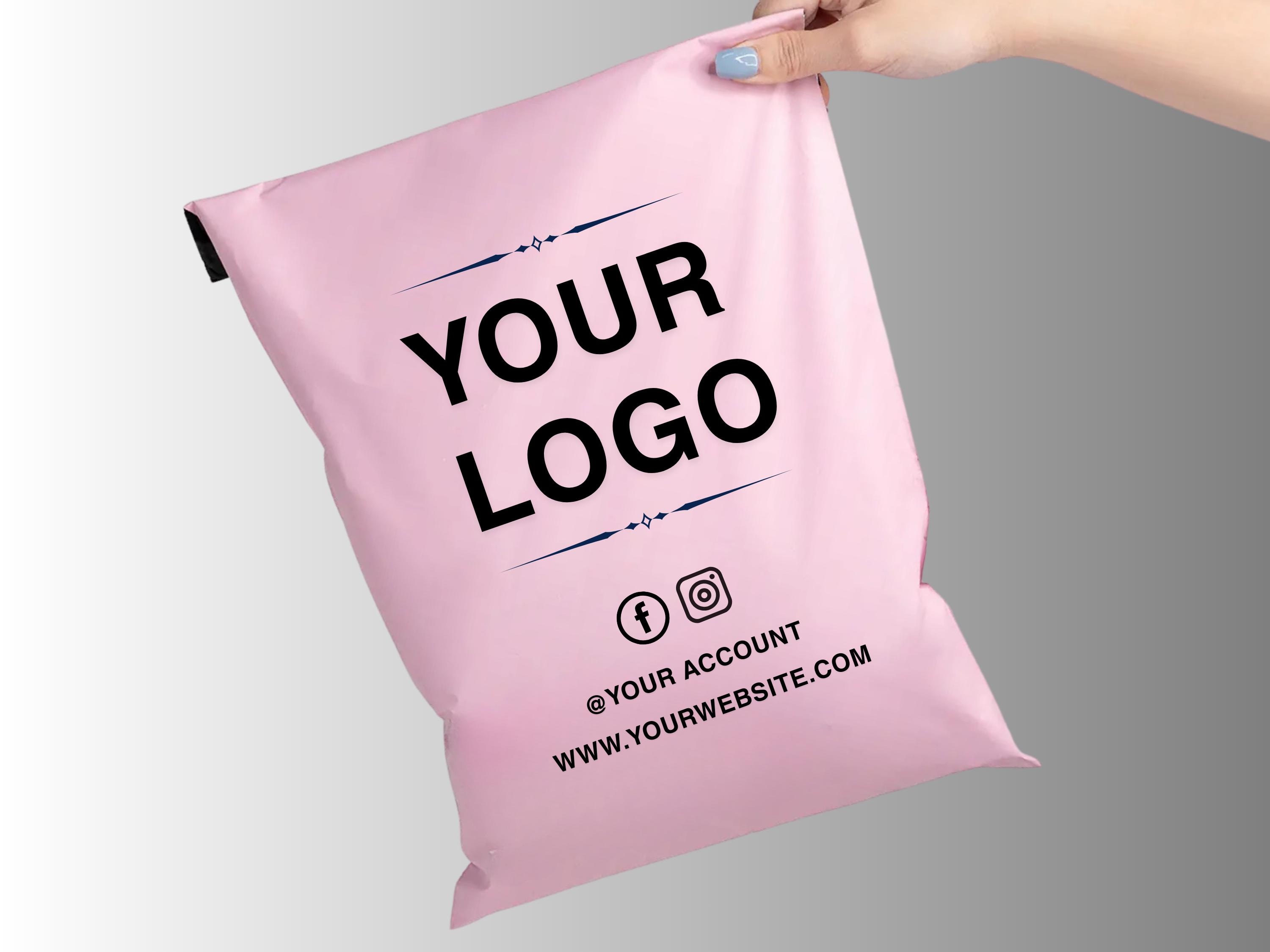 100 - 1000 Custom Shipping Bags, Pink Personalized Poly Mailers With ...