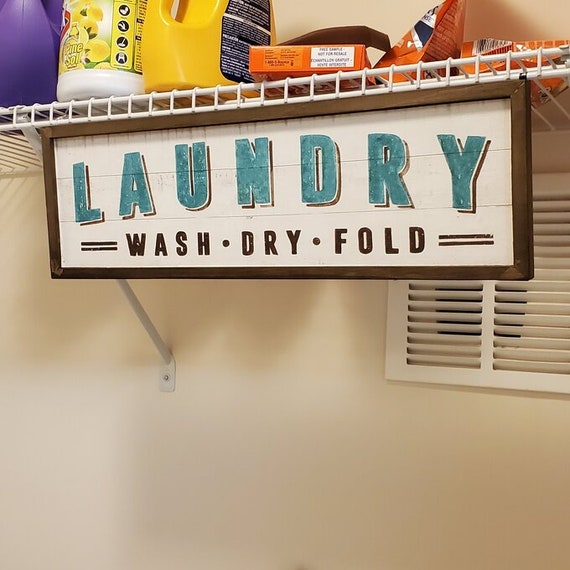 Home & Living Wall Hangings Small Rustic Wood Wash Dry Fold Laundry ...