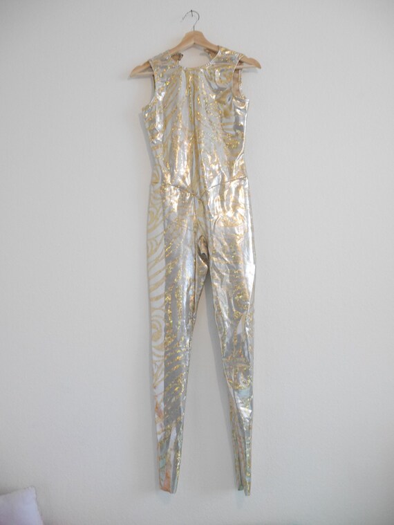 Aerial Circus Unitard gold and White Leotard - Etsy