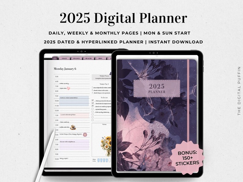 2025 Digital Planner for Goodnotes, Ipad, Notability, All-in-one Dated ...