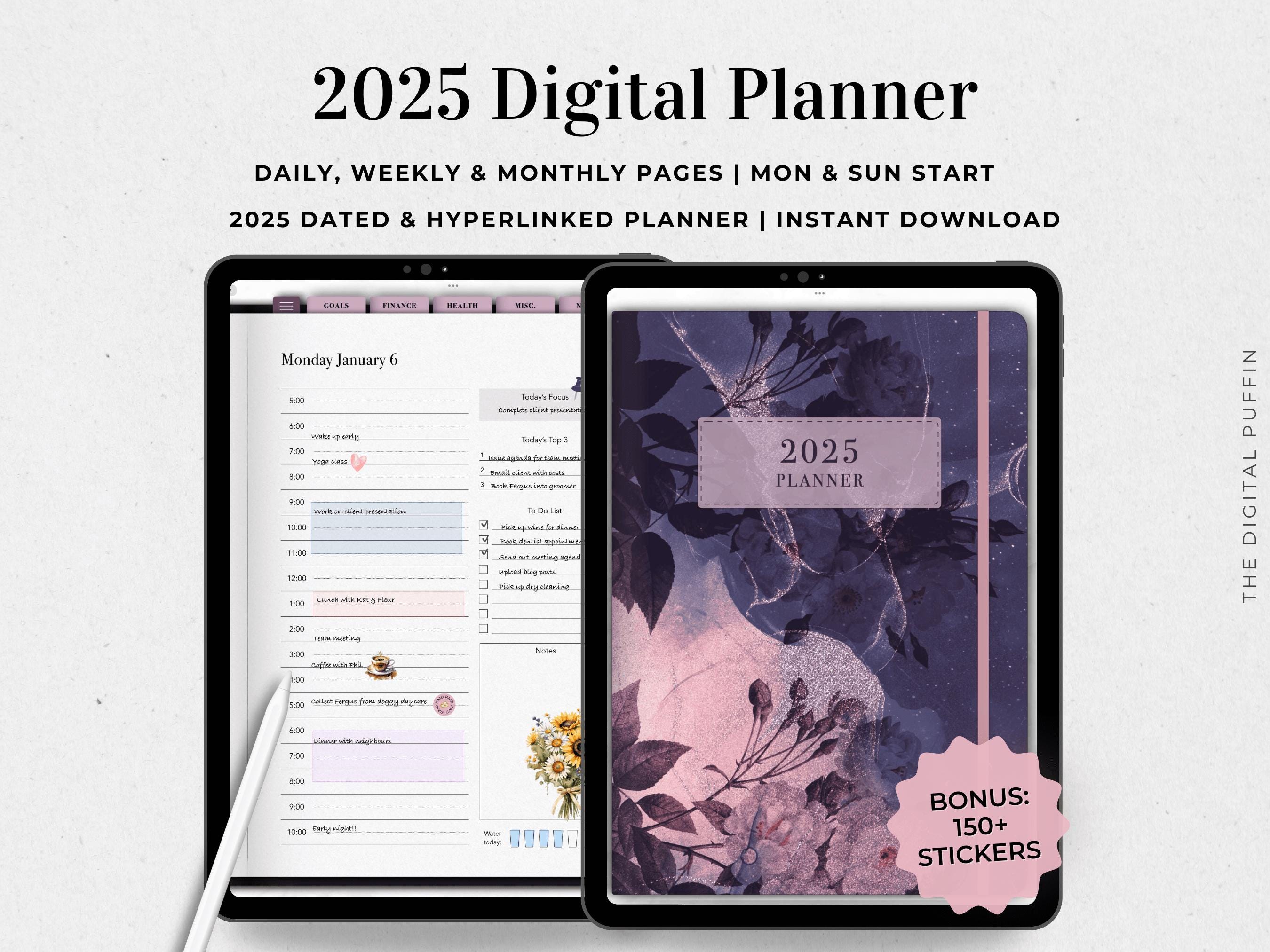 2025 Digital Planner for Goodnotes, Ipad, Notability, All-in-one Dated ...