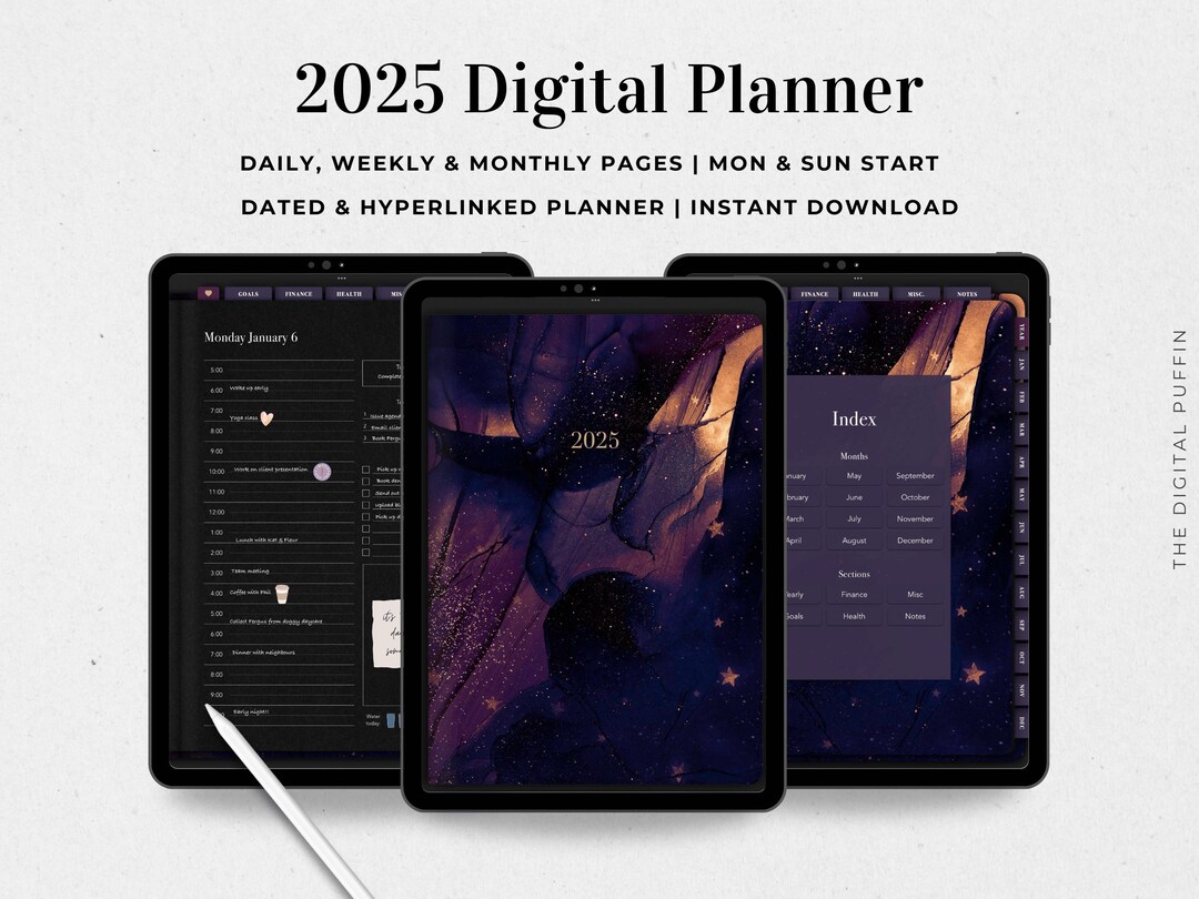 2025 Dark Mode Digital Planner for Goodnotes, iPad & Tablet, 2025 Dated ...