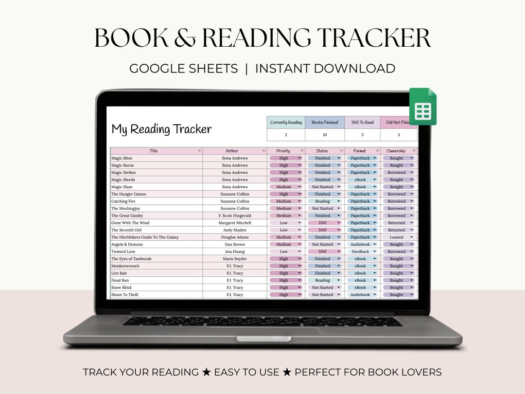 Reading Tracker for Google Sheets, Book Tracker Spreadsheet, Digital ...