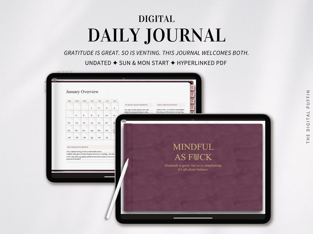 Digital Daily Journal, Digital Gratitude Journal for Goodnotes, Undated ...