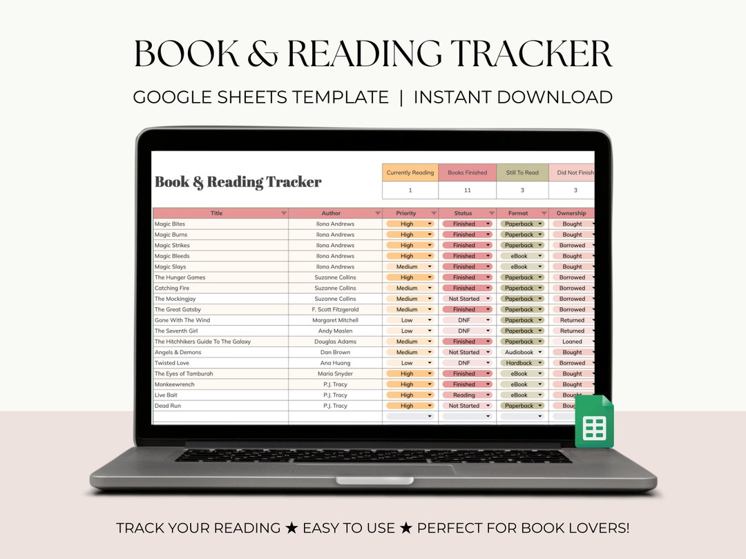 Book Tracker & Reading Log for Google Sheets, Reading Tracker ...