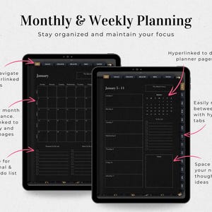 2025 Dark Mode Digital Planner for Goodnotes, iPad Tablet, 2025 Dated ...