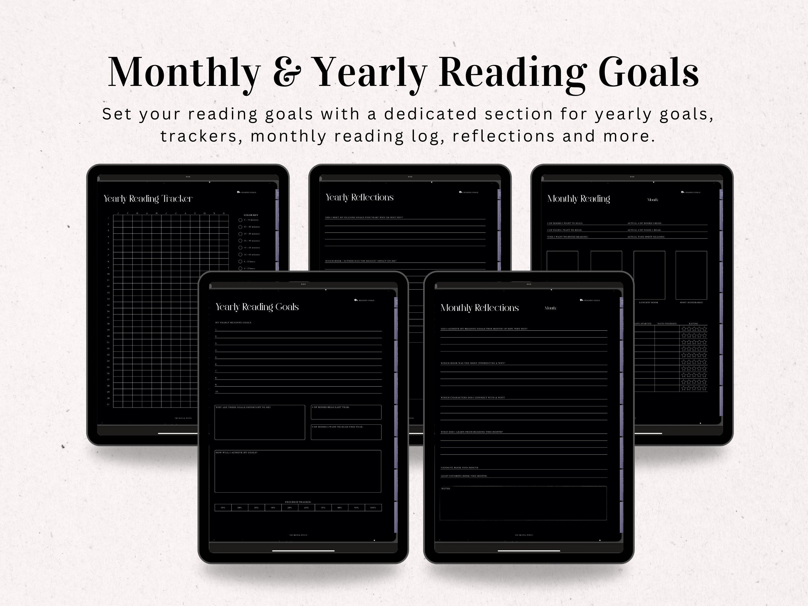 Digital Reading Journal Dark Mode, Tarot Witchy, Book Review Library ...