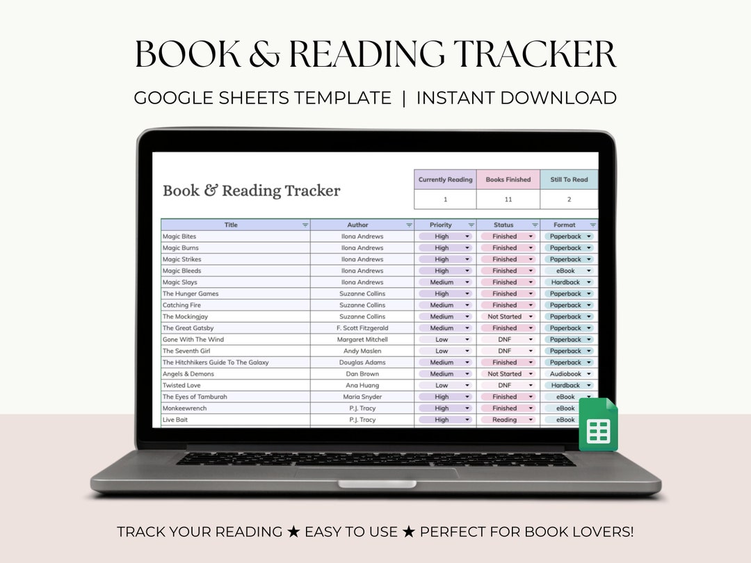 Book Tracker & Reading List Spreadsheet, Google Sheets Reading Tracker ...