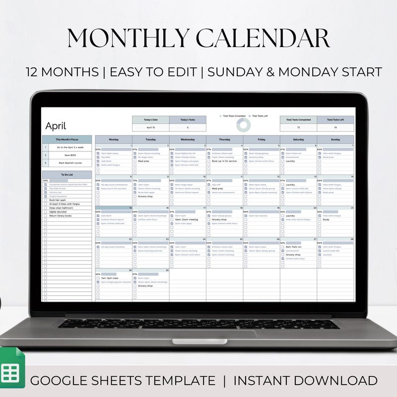 Monthly Calendar - Etsy