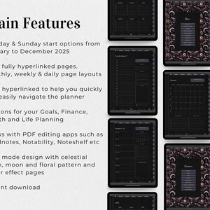 2025 Digital Planner Goodnotes, Dated Hyperlinked Digital Planner Dark ...