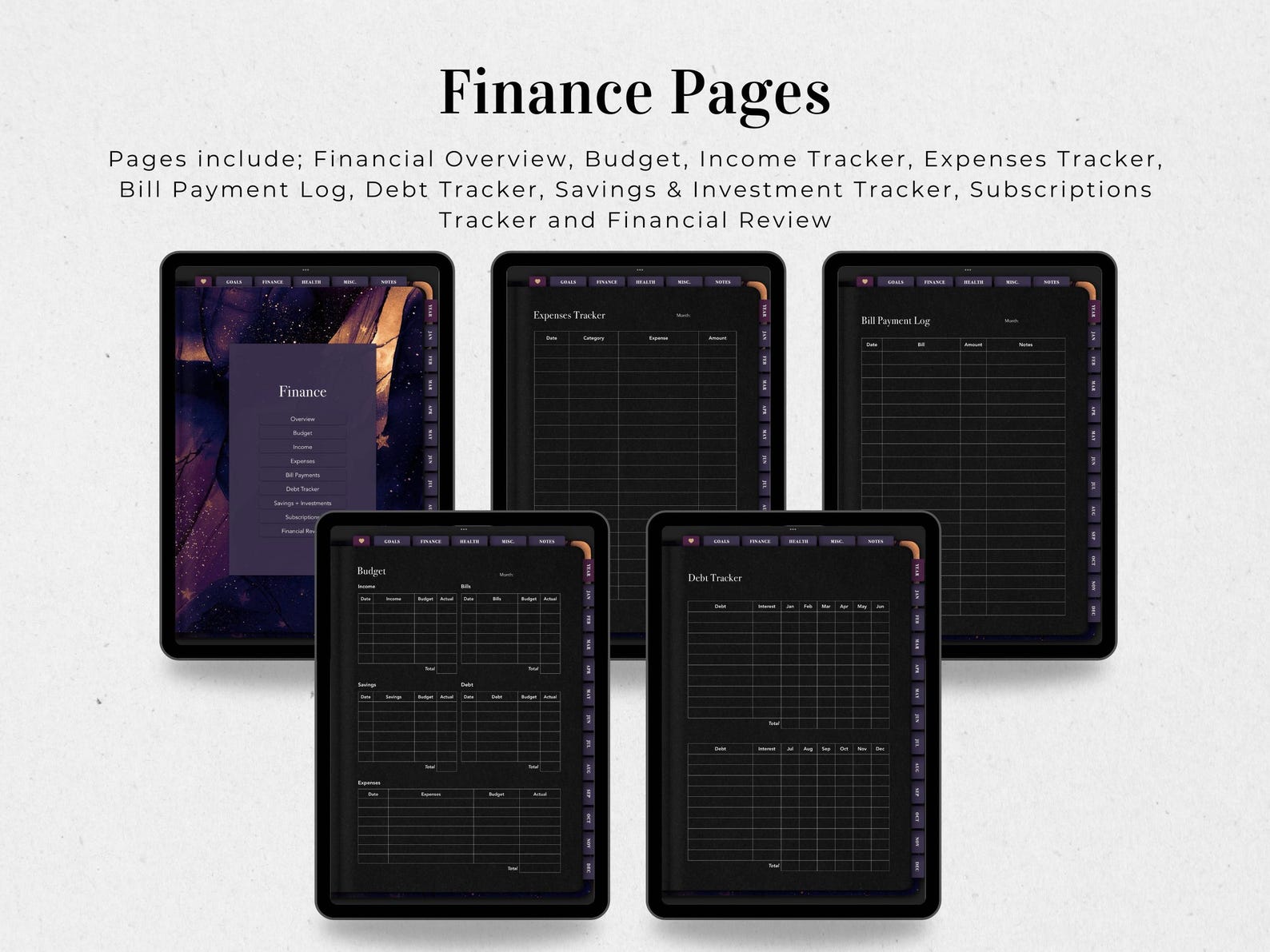 2025 Dark Mode Digital Planner for Goodnotes, iPad & Tablet, 2025 Dated ...