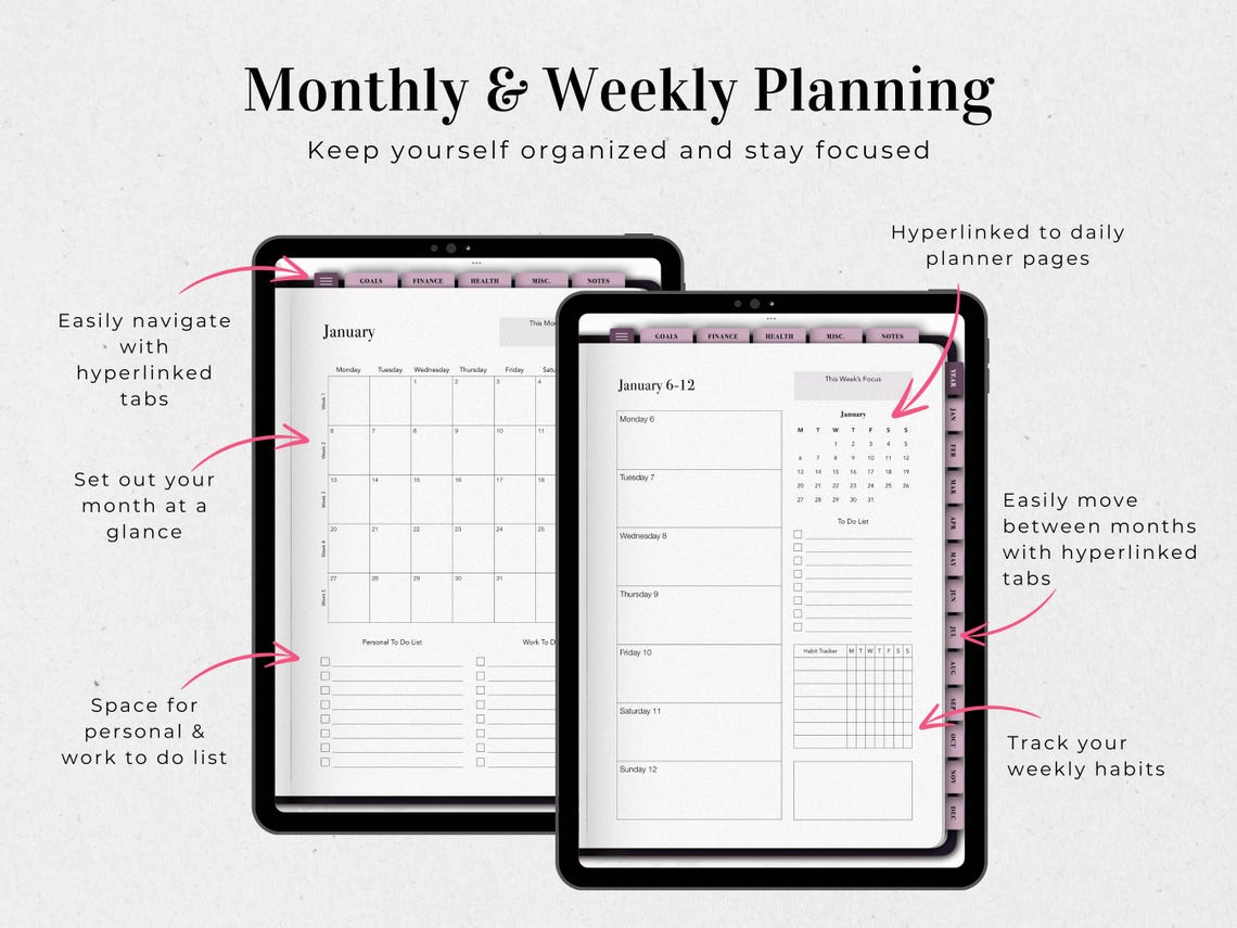 2025 Digital Planner for Goodnotes, Ipad, Notability, All-in-one Dated ...