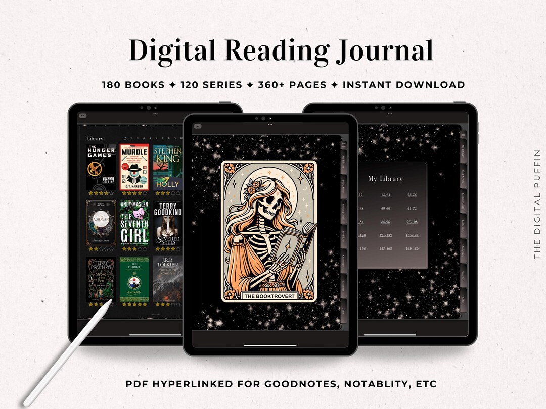 Digital Reading Journal, Dark Mode Book Journal, Book Reading Tracker ...