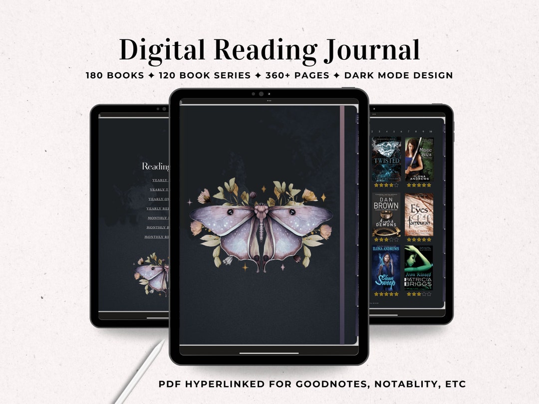 Digital Reading Journal Dark, Dark Academia Reading Gift, Digital ...