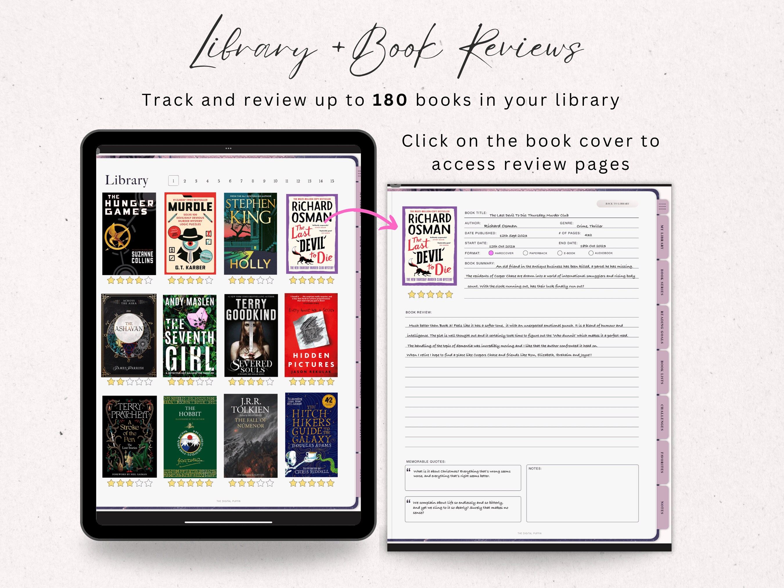 Digital Reading Journal for Book Lovers, Reading Tracker, Digital ...