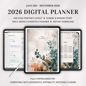 2026 Digital Planner, Dated Planner for Goodnotes, Daily Weekly Monthly ...