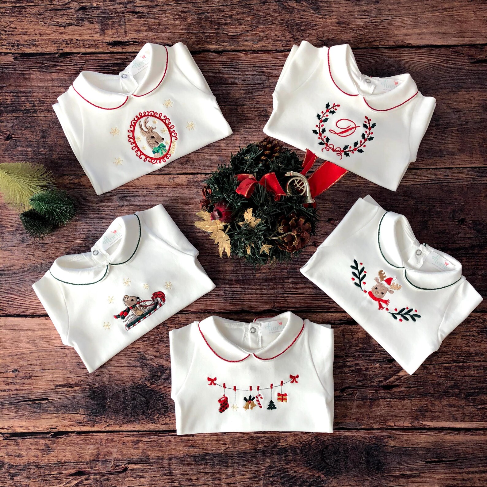 Embroidered Christmas Clothesline Baby Outfit: 3-piece Set - Etsy