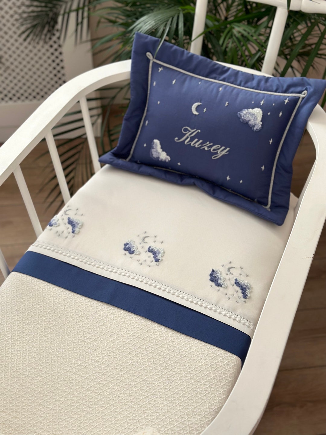 Twinkle Personalized Navy Blue 4 Piece Baby Quilted Bedspread Set ...