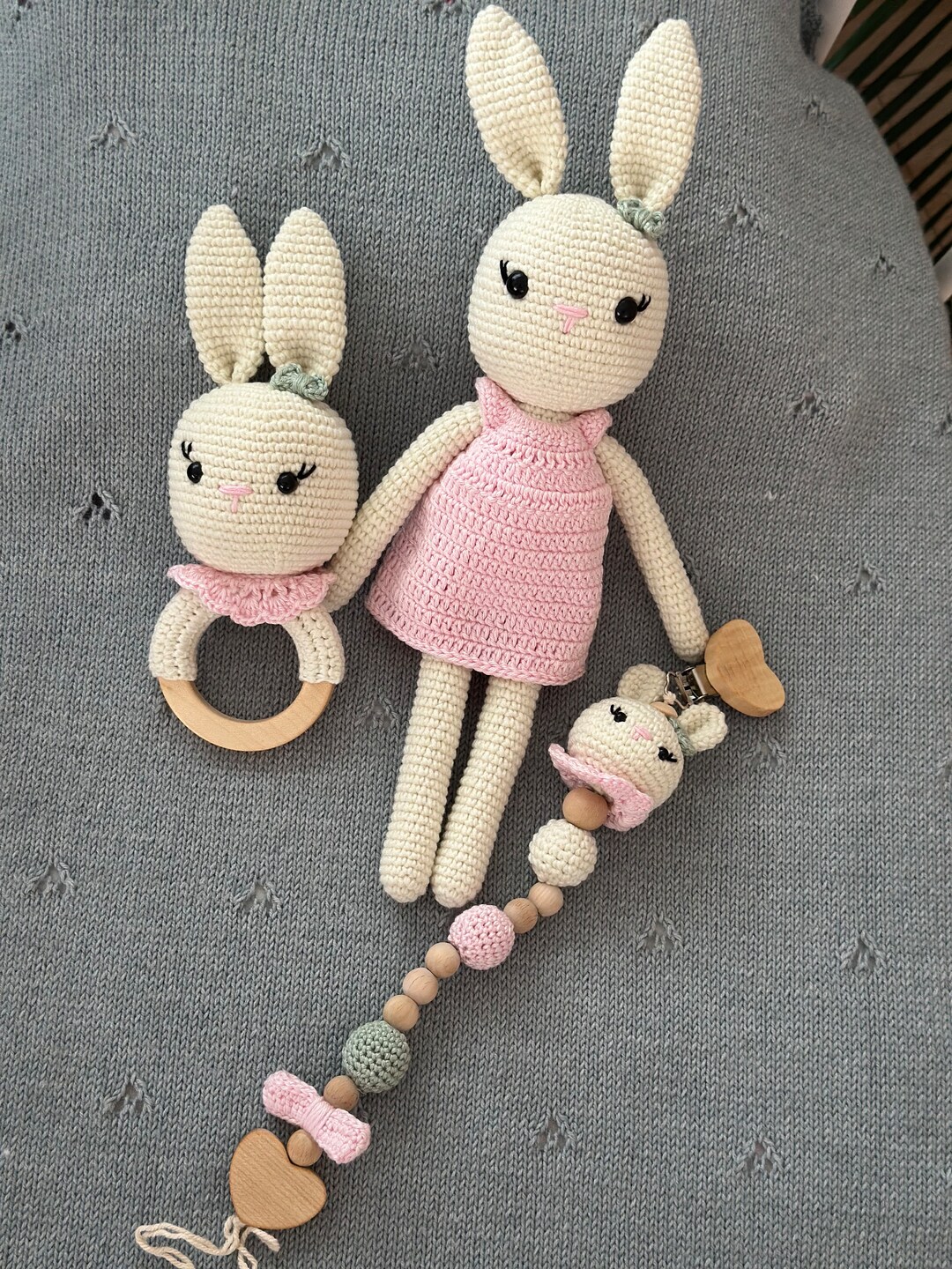Crochet Rabbit Amigurumi Toy Set | Organic Baby Set | Sleeping ...
