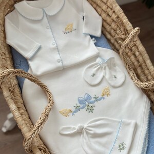 Little Chick Blue Organic Newborn Set | Personalized Newborn Gift ...