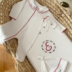 Red Circle Newborn Organic Set | Handmade Brazilian Embroidery | Baby ...