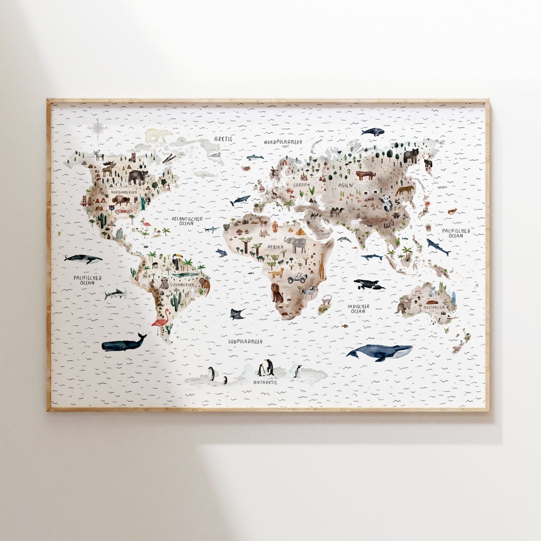 World Map Poster World 50x70 World Maps Poster Gift Girl Gift Boy ...