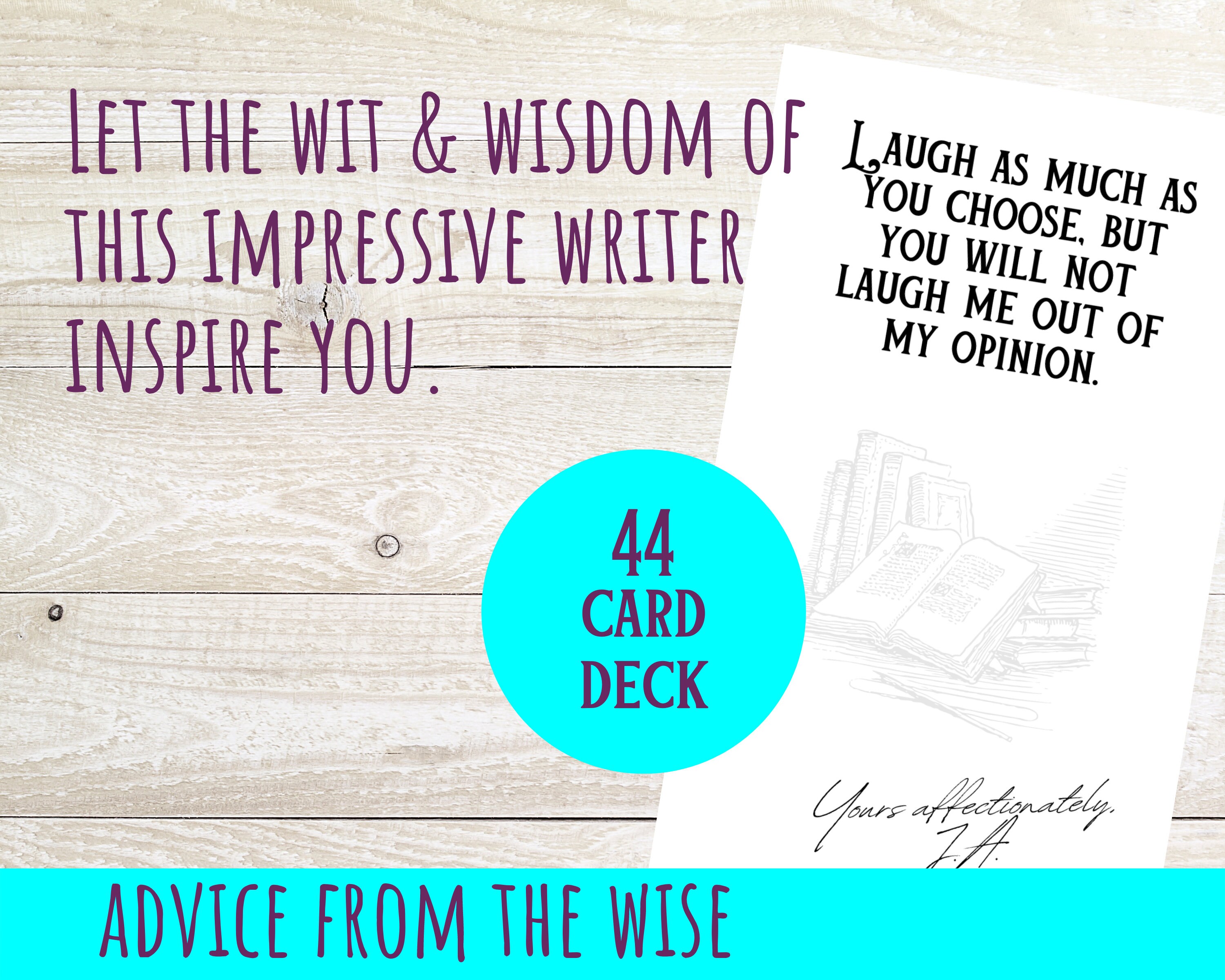 Wisdom Quotes Card Deck, What Would Jane Say, Quirky Gift for Booklover ...