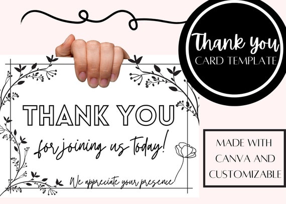 Customizable thank You Card Template | Etsy