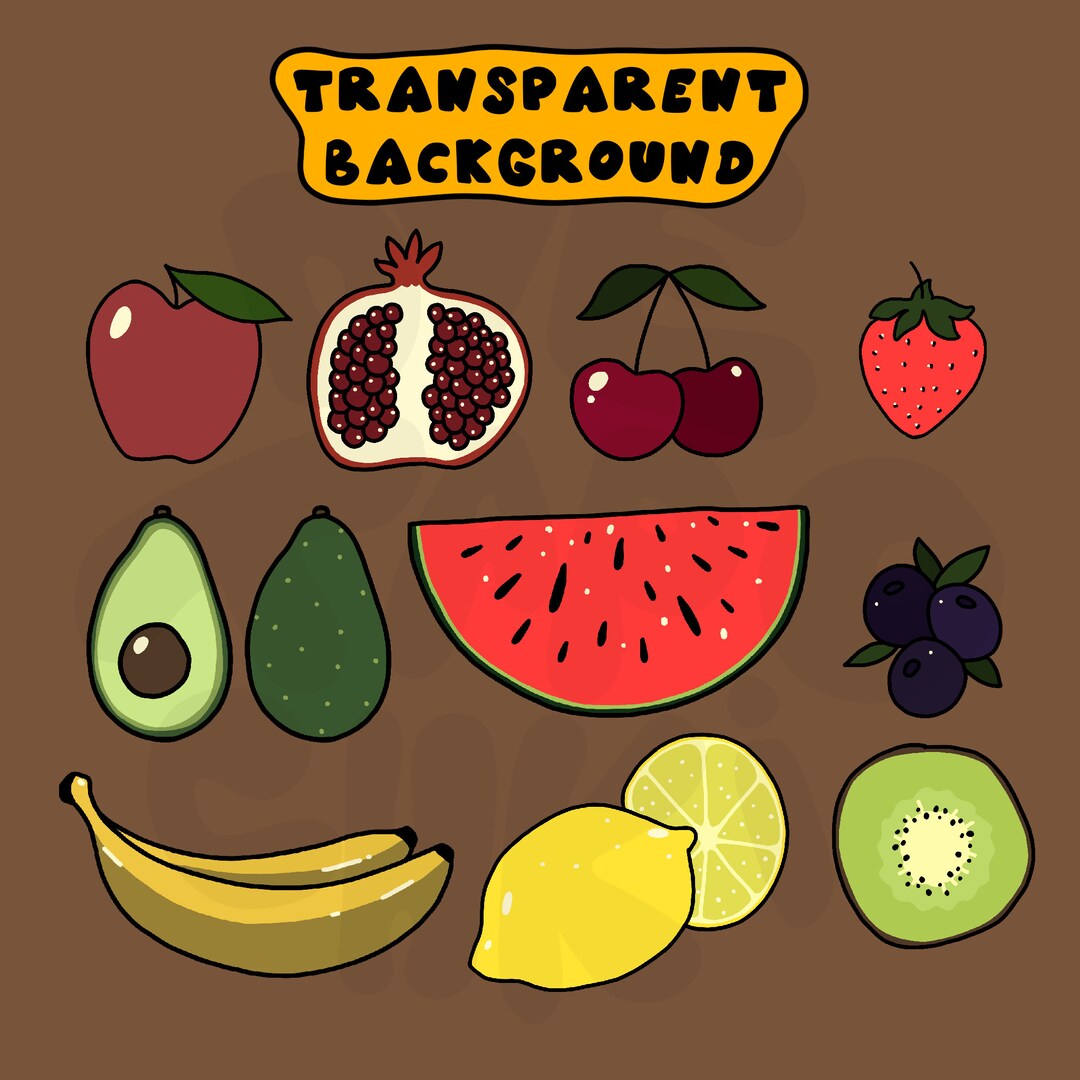 Fruit Png Clipart. Transparent Background. Digital Download Stickers ...
