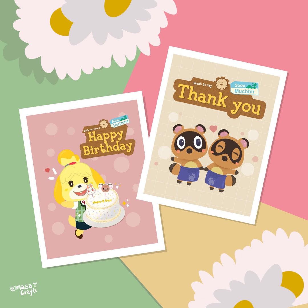 Animal Crossing Greeting Card Birthday Card Thank You Card - Etsy UK