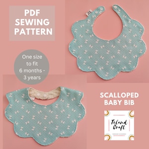 Scalloped Baby Bib PDF Sewing Pattern - Instant Download - One Size Fits 6 Months to 3 Years ...