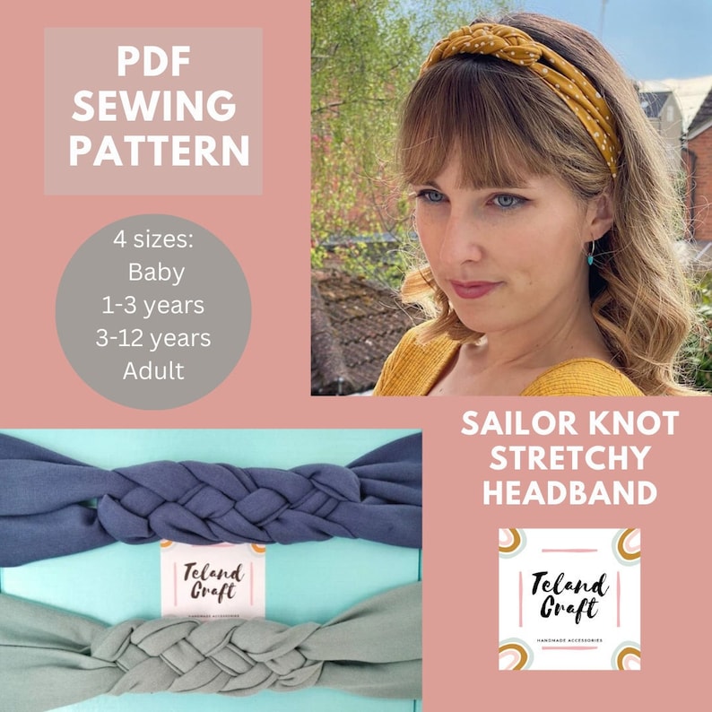 Sailor Knot Headband PDF Sewing Pattern Instant Download Baby to Adult Sizes Includes Step by ...